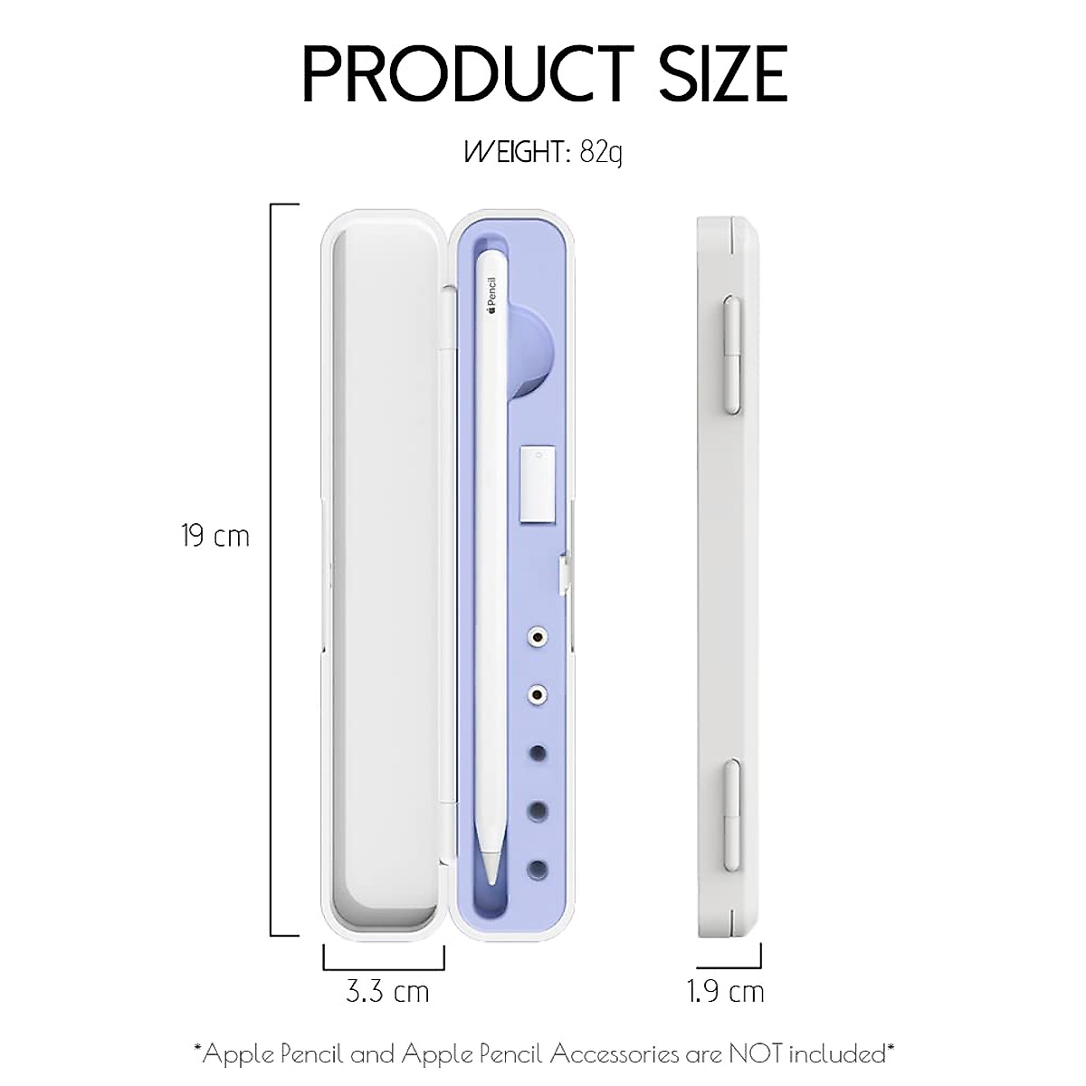 Meowster Storage Box with Lid for Apple Pencil 2nd Gen and 1st Generation - Pen Protective Carrying Case for iPad Pencil - Holder Accessories - Shock-Absorption (Purple)