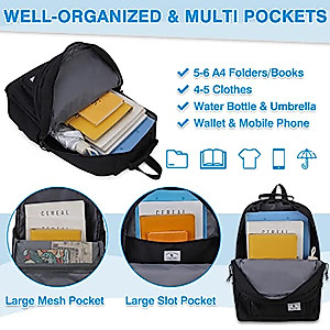 VONXURY 2 Compartments School Backpack and 52 Slots Pencil Case Bundle Black