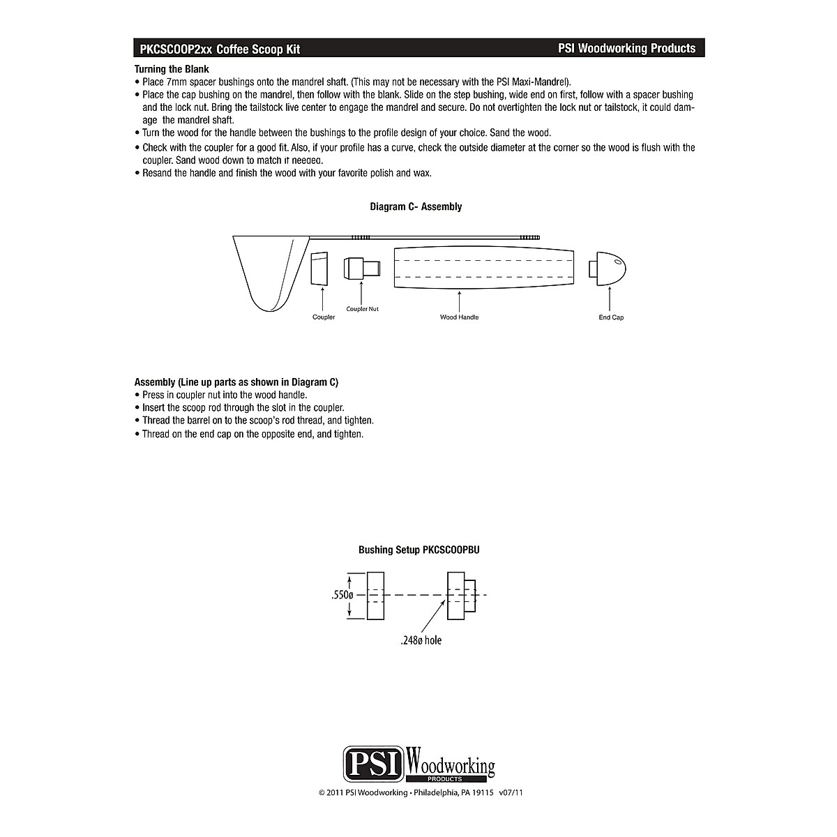 Penn State Industries PKCSCOOP2S Coffee Scoop Kit Woodturning Project, 2-Tbsp (Stainless Steel)