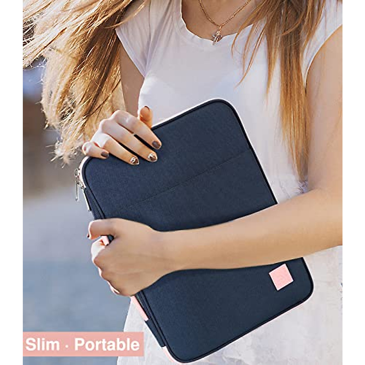 Dadanism 9-11 Inch Tablet Sleeve Bag Organizer Carrying Case for iPad Air 5/4 10.9", iPad 10th Gen 10.9 2022, iPad Pro 11 2022-2018, iPad 9/8/7th Gen 10.2, Galaxy Tab S9/A8/S8/S6 Lite, Indigo & Pink