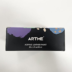ARTME Acrylic Leather Paint Set, 20 Colors x 30ml Acrylic Leather Dye Kit Perfect for Shoes, Sneakers, Jackets, Leather Sofa, and Car Seat