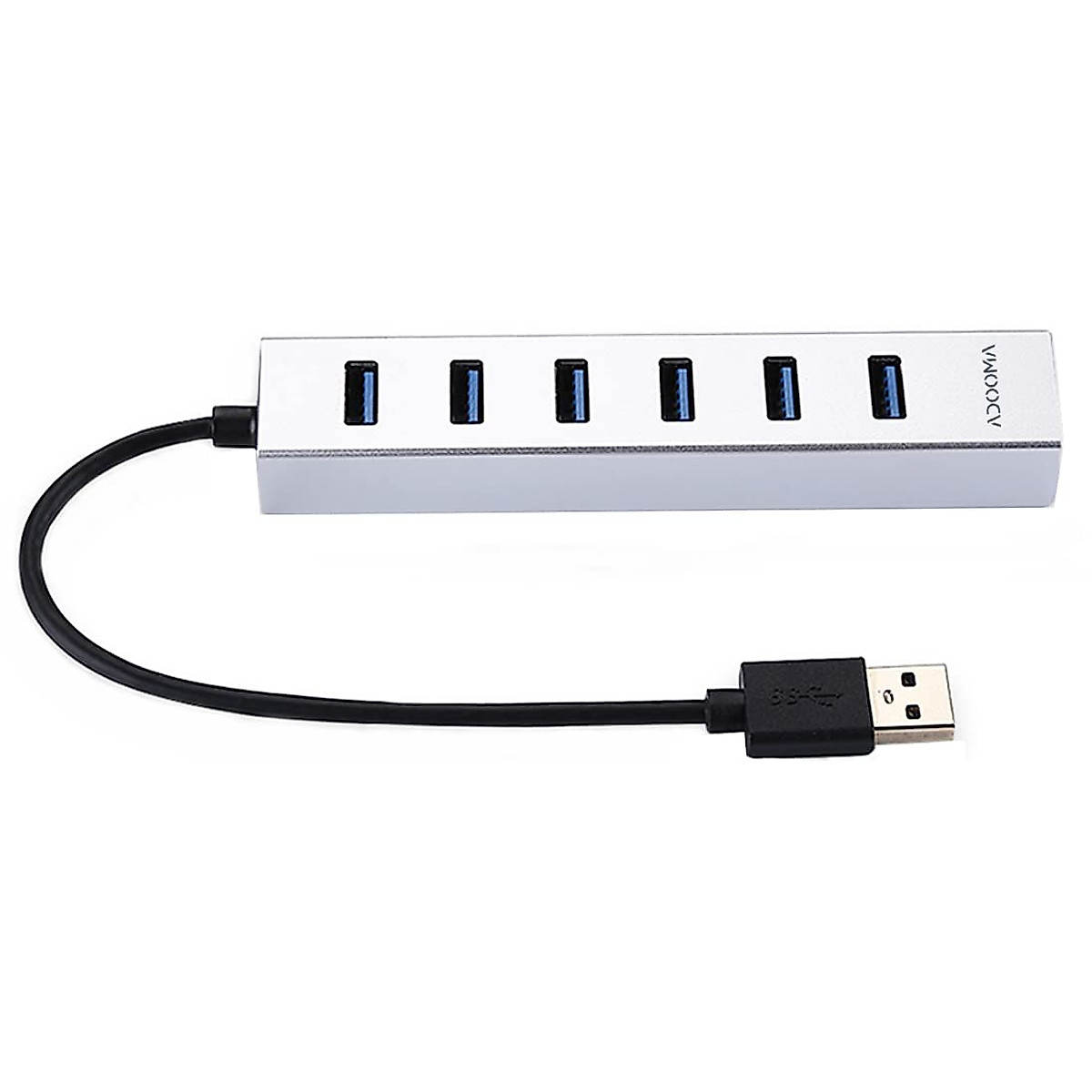 USB Hub 7 Port USB Expander, ADOOMA Multiport USB 3.0 Desk Data Hub Extender Adapter for PC Laptop PS5 Aluminum Grey