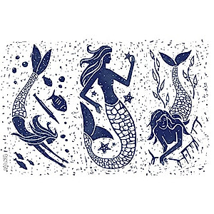 Tervis 1199002 Vintage Mermaid Collage Tumbler with Wrap and Navy Lid 16oz, Clear