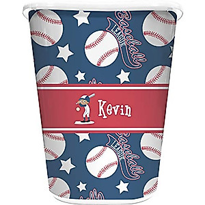 RNK Shops Baseball Waste Basket - Single Sided (White) (Personalized)