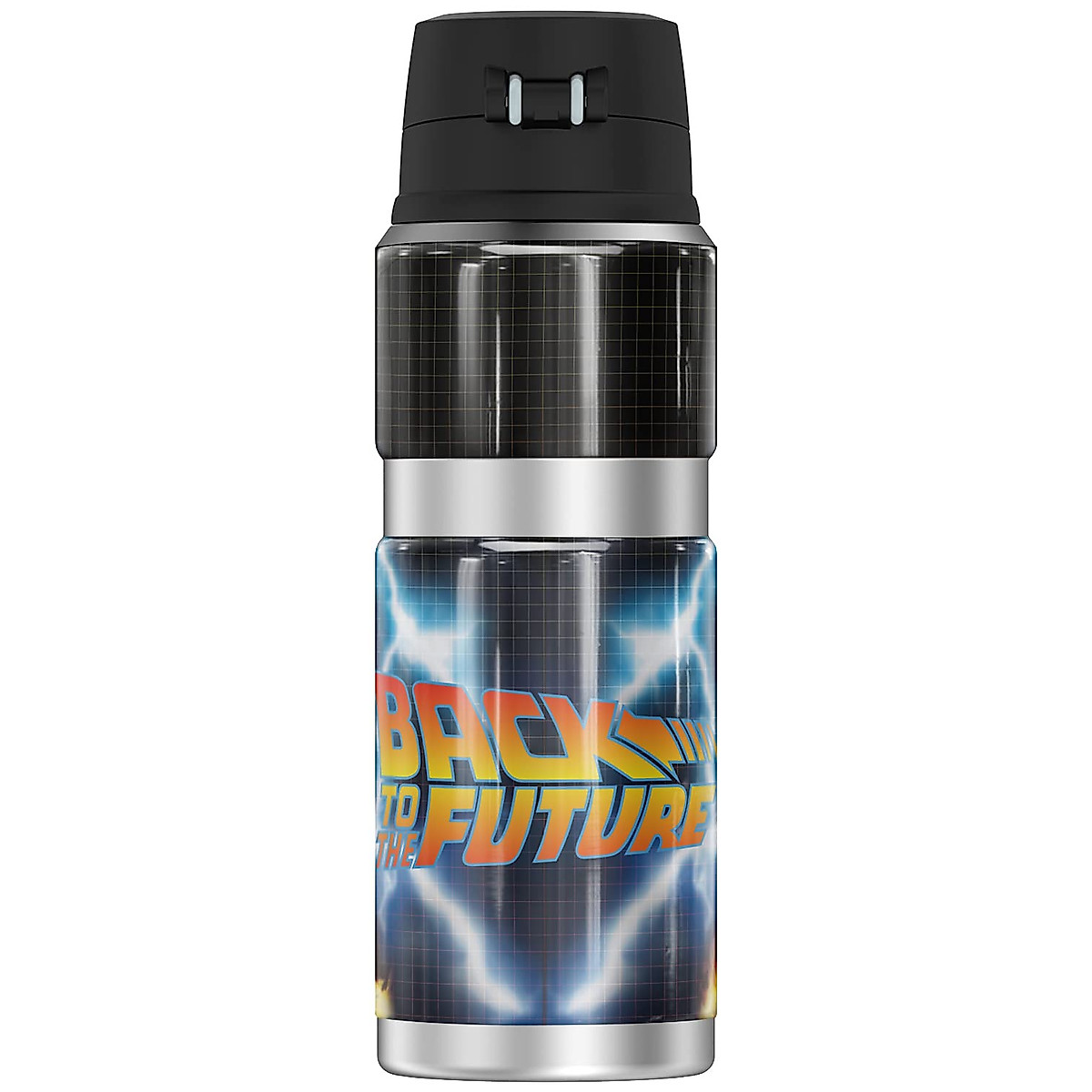 Back To The Future Delorian Flames And Lightning THERMOS STAINLESS KING Stainless Steel Drink Bottle, Vacuum insulated & Double Wall, 24oz