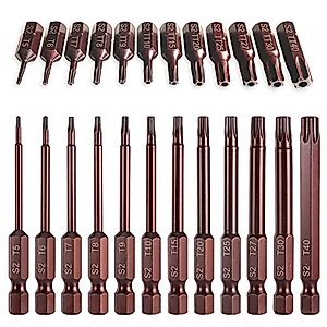 Torx Bits Set, PTSLKHN 24PCS Security Torx Bit Set, High Hardness S2 Alloy Steel, Magnetic, Anti-rust