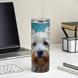 West Highland White Terrier Westie Dog Expressionism Art Skinny Tumbler 20oz with Straw Insulated Water Bottle Gift