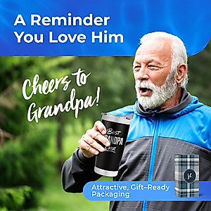 SassyCups Best Grandpa Ever Tumbler - For Grandpa - Best Grandpa Gifts - Personalized Vacuum Insulated Coffee Tumbler Cup - Stainless Steel Travel Mug With Lid - Grandpa