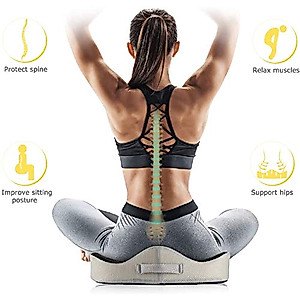 Carttiya Seat Cushion, Office Chair Cushions for Long Sitting, Non-Slip Extra Dense Wide Large Memory Foam Chair Pad for Tailbone, Coccyx, Sciatica, Back Pain Relief, Car & Chair Thick Pad for Hip