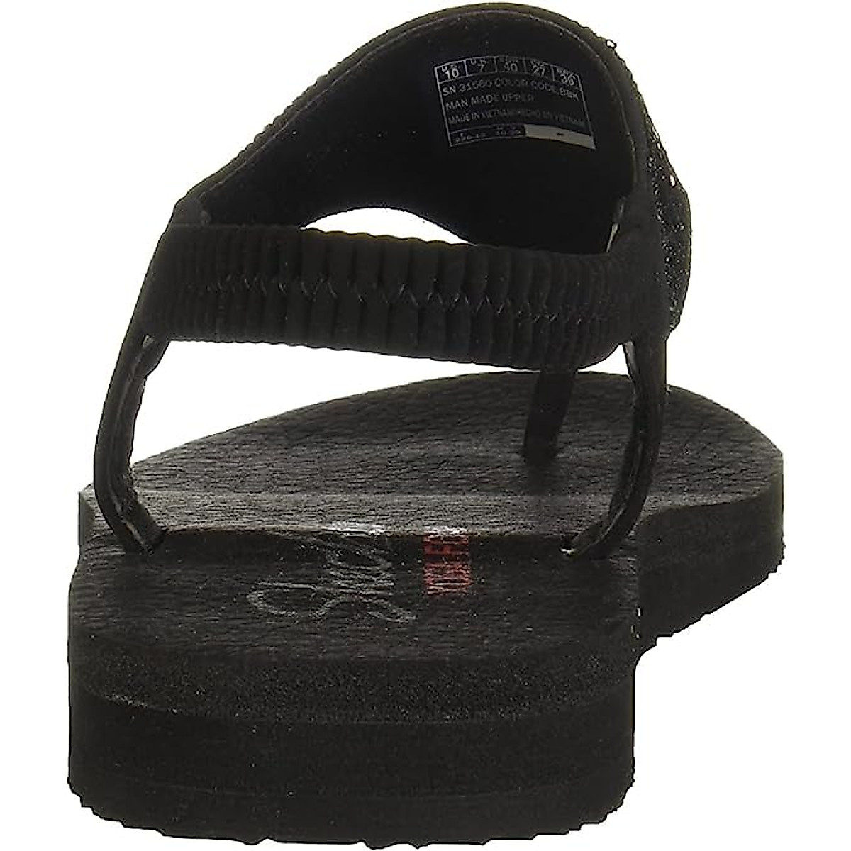 Skechers Cali Women's Meditation-Rock Crown Flat Sandal,black/black,6 M US