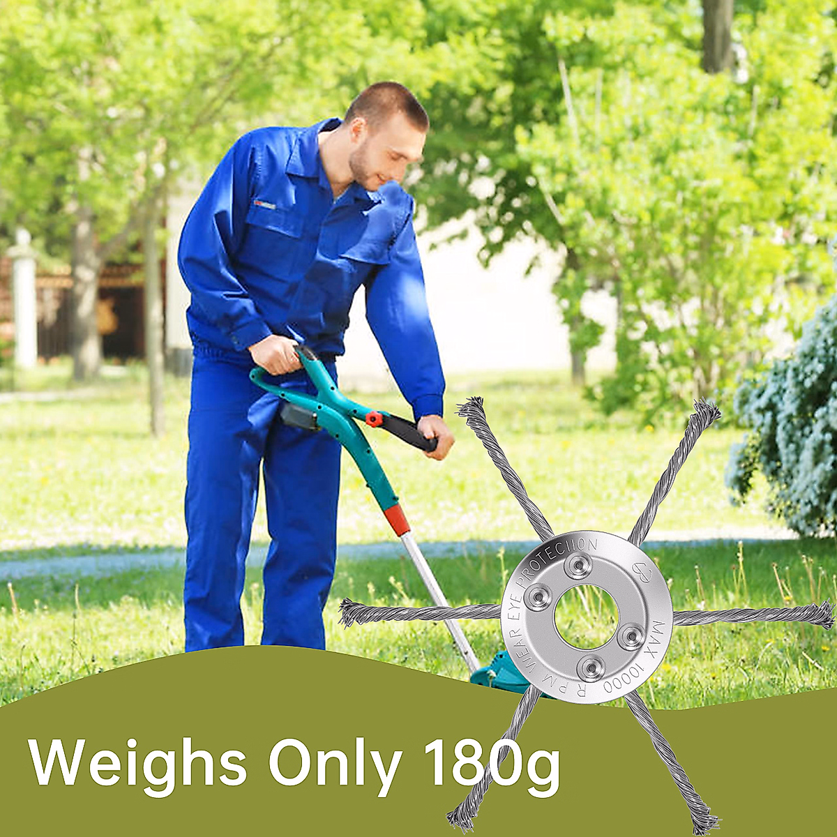 8inch Steel Wire Brush Cutter Trimmer Head,Upgraded Less Twisted Wires Unbreakable Wired Trimmer Blade,Less Load for Grass String Trimmer,Indestructible Durable Metal Weed Trimmer Head,Universal Fit