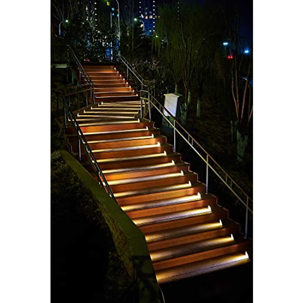 ZONGXFF LED Solar Stair Light, Outdoor Step Light, Solar Step Light Outdoor Waterproof, Wiring-Free, Automatic on/Off, Warm White 2-Piece Light All Night for Garden Driveway