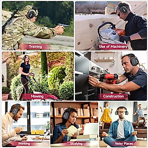 Hearing Protection Earmuffs Llermuss SNR 37dB Noise Reduction Headphones 2-in-1 Headback Shooting Range Ear Protection Safety Soundproof Ear muffs for Mowing Concert Construction Hunting Airplane Grey