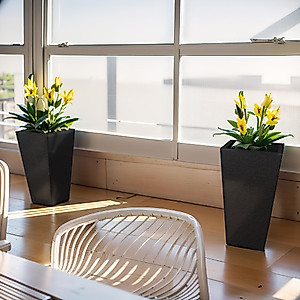 Kante 22 Inch Tall Planter Set of 2, Large Taper Planter for Outdoor Indoor Garden Patio Front Door (Black)