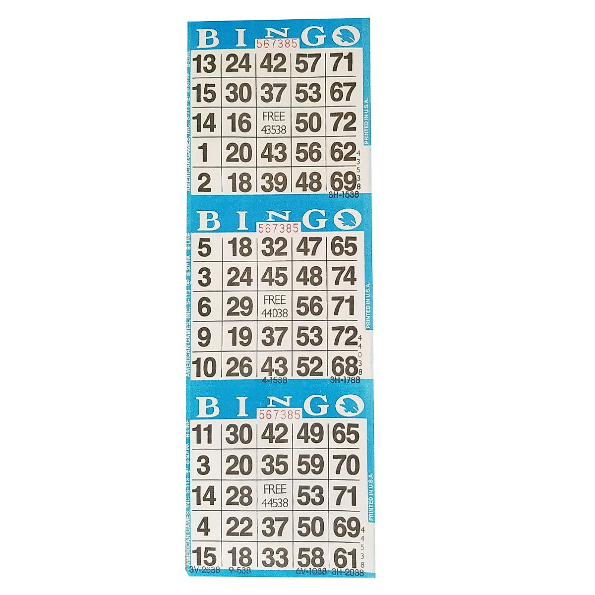 Bingo Paper Game Cards - 3 cards - 5 sheets - 100 books of 5 sheets