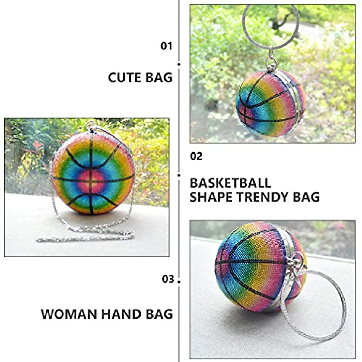 BESTOYARD Ball Shape Clutch Purse Party Handbag Rhinestone Ring Handle Evening Bag