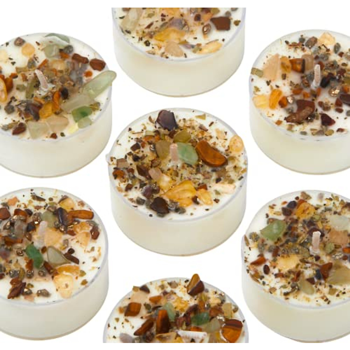 Prosperity Candle by New Moon Beginnings - Crystal Candle - Good Luck, Success, & Abundance Candle - Soy Candle - Bayberry Patchouli Cypress - Set of 6 Tealights