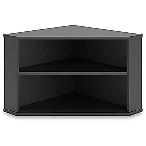 Signature Design by Ashley Otaska Modern Home Office Corner Bookcase with 2 Open Shelves, Black