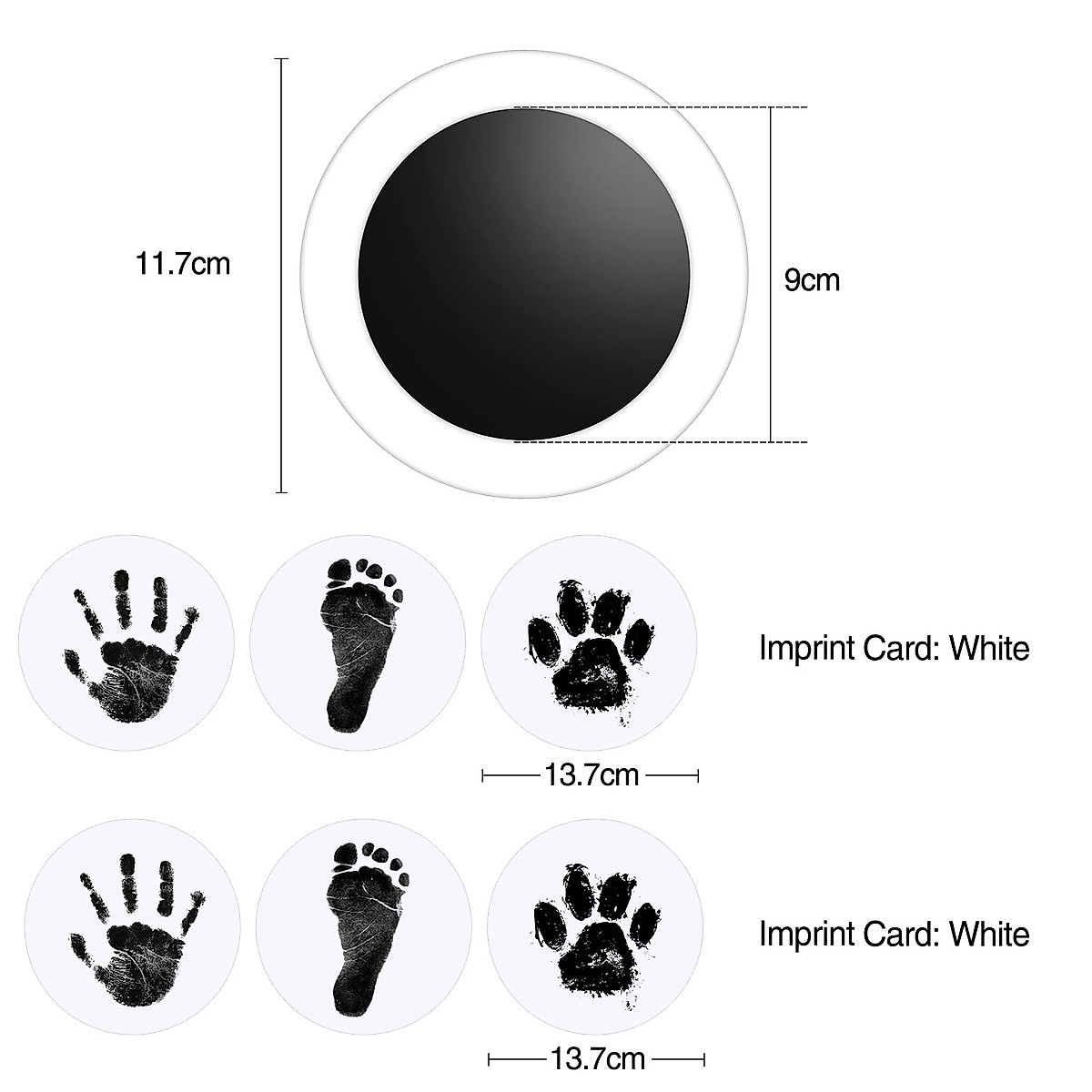 Ink Pad for Baby Hand and Footprints, 2Pcs Clean Touch Ink Pads with 6 Imprint Cards, Dog Paw Print Kit, Doesn’t Touch Skin, Inkless Print Kit Safe Non-Toxic for Newborn Baby, Family Keepsake