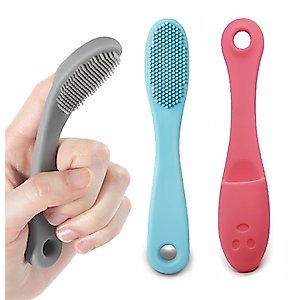 Pet Republique Finger Toothbrush with Handle for Dogs and Cats – Super Soft Silicone, Finger Insert Style (3-Count)
