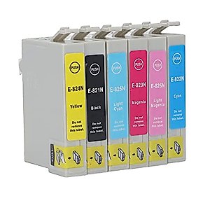 Hilitand Printing Ink Cartridge Ink Cartridge BK C M Y LC LM 6 Colors Printing Accessory Part for Photo Paper Document (T0821N/T0822N/T0823N/T0824N/T0825N/T0826N)
