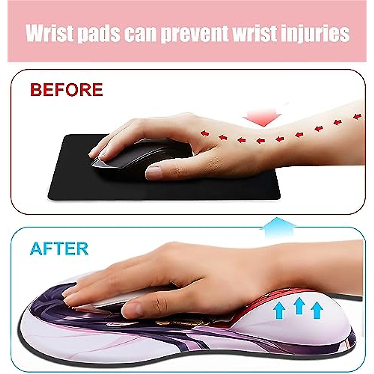 Yuuki Asuna Anime 3D Mousepads, Uncensored Oppai Ergonomics Mouse Pad with Wrist Rest Support, Silicon Gel Wrist Mice mat (Yellow)