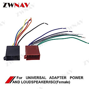 ZWNAV Universal ISO Car Radio Wire Cable Harness Stereo Adapter Connector Adaptor Plug Power and Loudspeaker (Female)