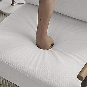 Tiophome Modern Chic Accent Metal Frame, Upholstered Chenille Living Room Chairs with Removable Seat & Back Cushion, Comfy Leisure Lounge Reading Side Armchair for Bedroom, White, Extra Large