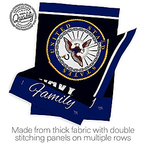 Breeze Decor Navy Proudly Family Garden Flag - Armed Forces USN Seabee United State American Military Veteran Retire Official - House Decoration Banner Small Yard Gift Double-Sided Made In USA