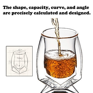 Gootus Whiskey Glass Set of 2 - Scotch Bourbon Glasses for Men, Hand Blown Double Walled Old Fashioned Glass with Premium Gift Box