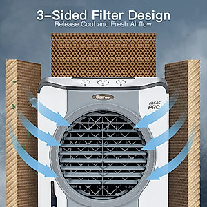 COSTWAY Evaporative Air Cooler, 3450 CFM Swamp Cooler with 100°Oscillation, 210W Cooling Fan, 3 Speeds & 3 Modes Cools up to 1800 Sq. ft, AC Unit with 4 Universal Casters for Indoor & Outdoor