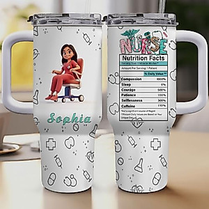 Personalized Nurse Tumbler 40oz -nurse medical furniture tester-Custom Name Insulated Travel Mug with Handle & Straw, Gift for Nurses, Medical Workers, Appreciation, Mother's Day wHoTs6