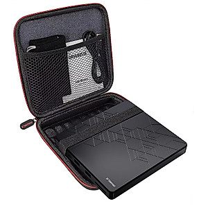 ORIGBELIE External CD DVD Drive, CD Burner USB 3.0 with 2 USB Ports and 2 TF/SD Card Slots, Optical Disk Drive for Laptop Mac, PC Windows 11/10/8/7 Linux OS with Carrying Case