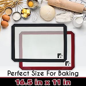 HOGOware | (16.5” x 11.6”) Non-Stick Reusable Silicone Baking Mats | Heat and Cold Resistant | Brick Red