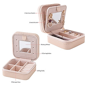 KElofoN Travel jewelry case Travel jewelry box Travel Jewelry Organizer Small Jewelry Organizer Box for Girls Women with Mirror