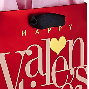 Hallmark 6" Small Valentine's Day Gift Bag with Tissue Paper (Red Happy Valentine's Day, Gold Heart)