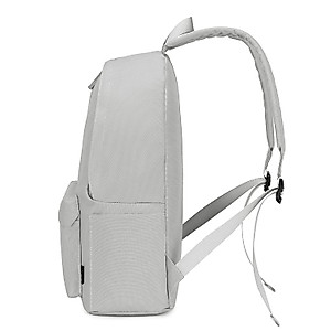 abshoo Lightweight Casual Unisex Backpack for School Solid Color Boobags (Light Grey)