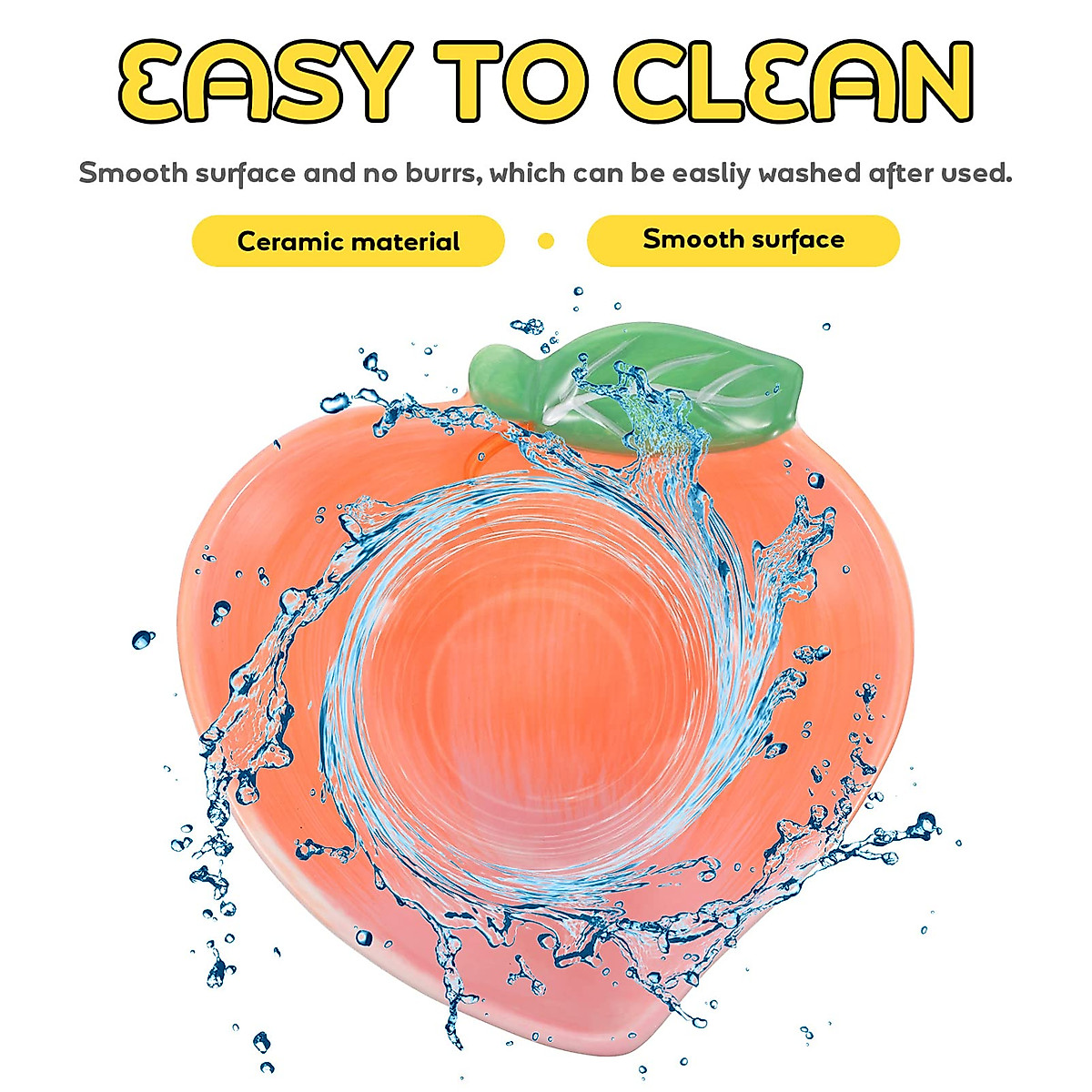 VOSAREA 5 Inches Decorative Half Peach Serving Fruit Salad Dessert Dish Bowl for Dipping Sauce Snacks Home Decor Meal Garnishing Fruit Vegetable Home Decor