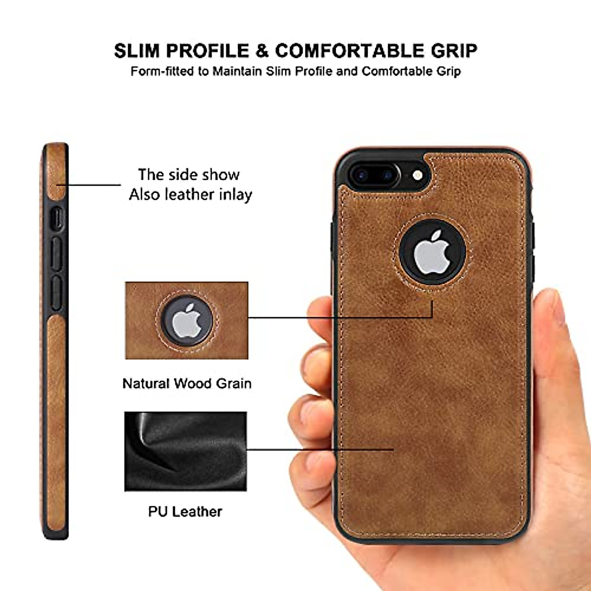 Razstorm Unique Design Luxury Leather Business Phone Case for iPhone 7 Plus & iPhone 8 Plus Anti-Slip Scratch Resistant Ultra Slim Protective Case 5.5” (Brown)