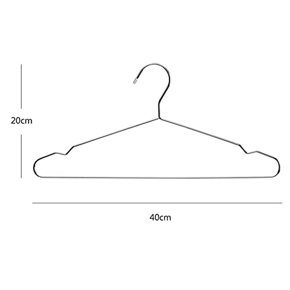 n/a Hangers Stainless Steel 40 cm 20Pcs Hangers for Clothes Standard Notched Hanger Space Saving