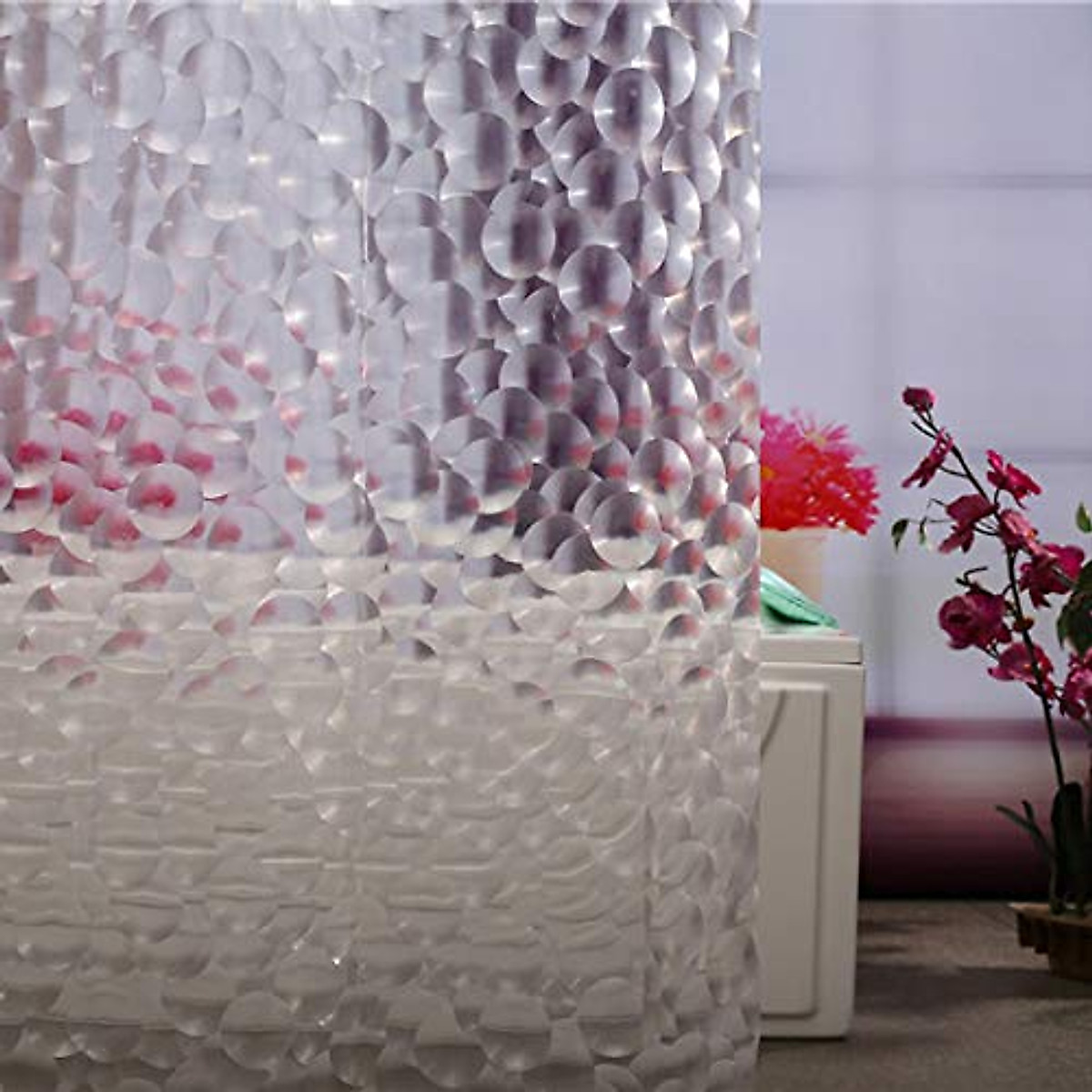 Adwaita Newest Design Shower Curtain Liner, Plastic 3D Bubbles Shower Curtain Liner,No Odors, Eco Friendly (Clear Bubbles)