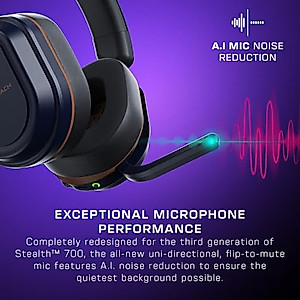 Turtle Beach Stealth 700 Gen 3 Wireless Multiplatform Amplified Gaming Headset for Xbox Series X|S, Xbox One, PC, PS5, Mobile – 60mm Drivers, AI Noise-Cancelling Mic, Bluetooth, 80-Hr Battery – Cobalt
