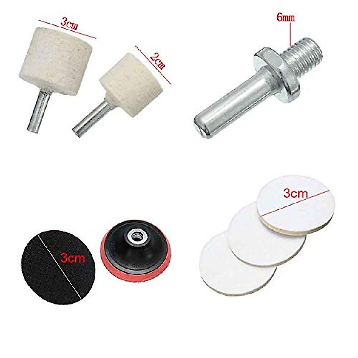 Tookie Car Glass Polishing Set, 9pcs/Set Car Cerium Oxide Powder Glass Polishing Set, Abrasive Discs Polish Pad Felt Polishing Wheel Scratch Removal Set for Windscreen and Glass(as Shown)