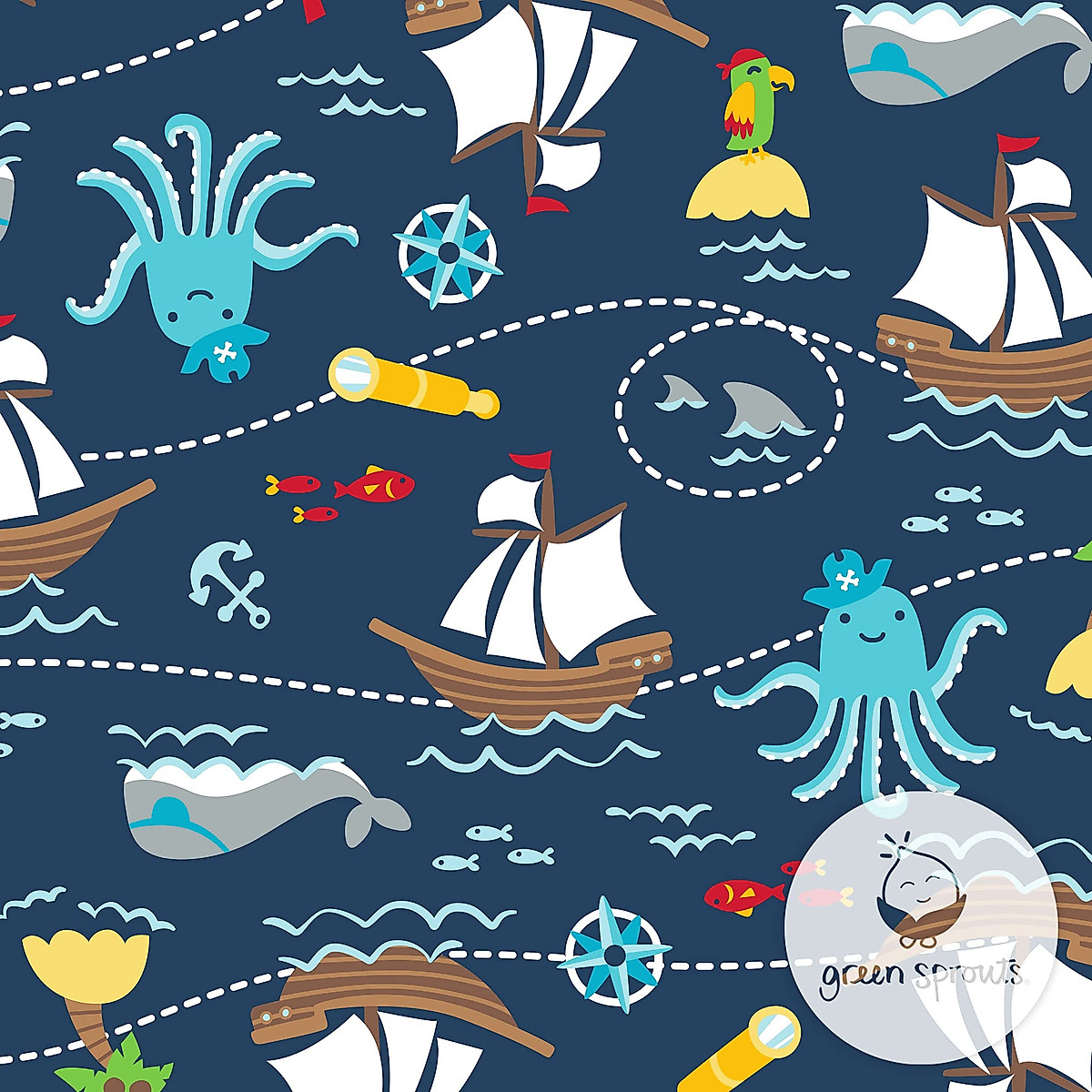 i play. by green sprouts Boys' Reusable Swim Diaper, Navy Pirate Ship, 5T