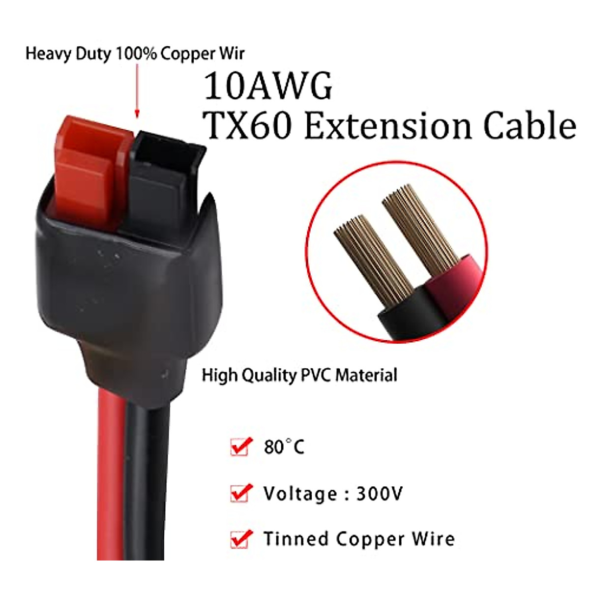 HCFeng 10AWG( M-C-4 )Connector to (an-der-Son )Female Power Solar Panel Cable Connector, Solar Connector to Ads Port Adapter for Goal Zero Yeti Portable Outdoor RV/Van Camping[60cm/2ft]