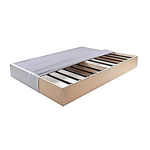 Panana 5 Inch Metal Box Spring Bed Base/Heavy Duty Steel with Fabric Cover/Mattress Foundation/Wooden Frame Easy Assembly,Twin,White