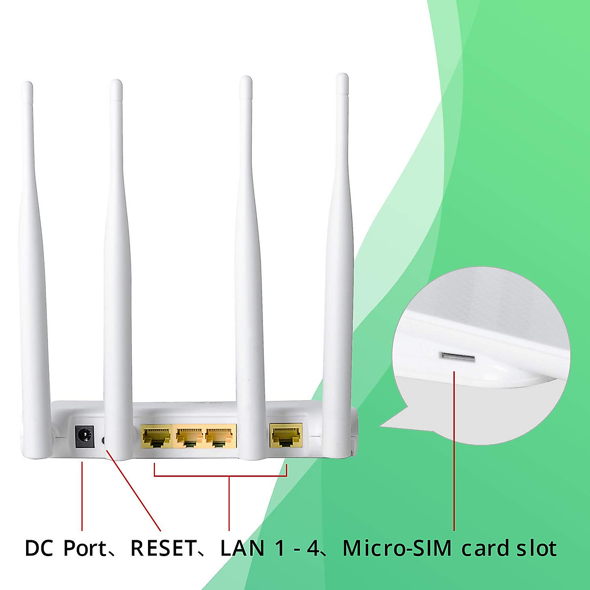 Dionlink 4G LTE CPE Unlocked 4G Wireless WiFi Router with SIM Card Slot-300Mbps WiFi Hotspot Router，Support T-Mobile and ATT (4 Antenna)