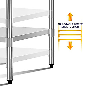 BIEAMA 18 x 24 Inches Stainless Steel Prep Work Table NSF with Adjustable Under Shelf, Commercial Worktable Restaurant, Home and Hotel
