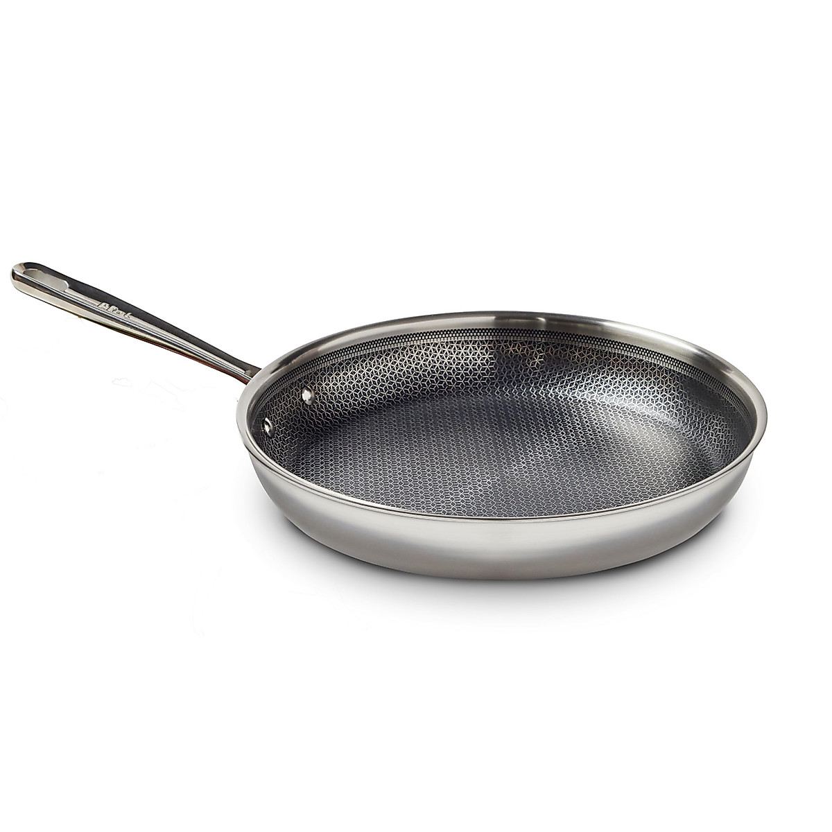 T-fal HybridMesh Tri-Ply Stainless Steel Fry Pan 12 Inch, Induction Oven Safe 500F, Metal Utensil Safe, Platinum Non Stick, Ideal For Searing, Sauteing & Frying, Cookware, Dishwasher Safe Silver/Black