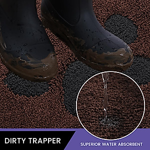 Oiilores Door Mat Indoor 24" x 36", Washable Runner Rug Super Absorbent, Low-Profile Entryway Rug with Non-Slip Backing, Washable Dirty Trapper Inside Entrance Doormat for Shoes, Brown